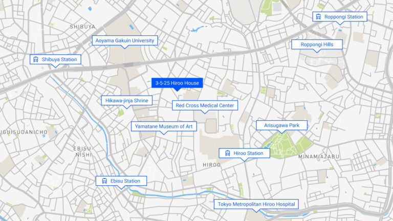 Hiroo B House – Area Map | Housing Japan
