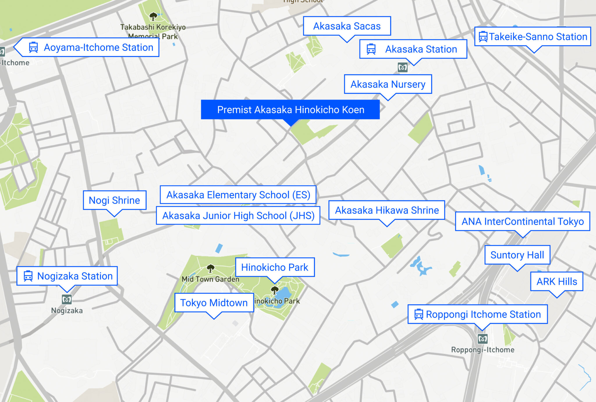 Premist Akasaka Hinokicho Koen | Area Map | Housing Japan