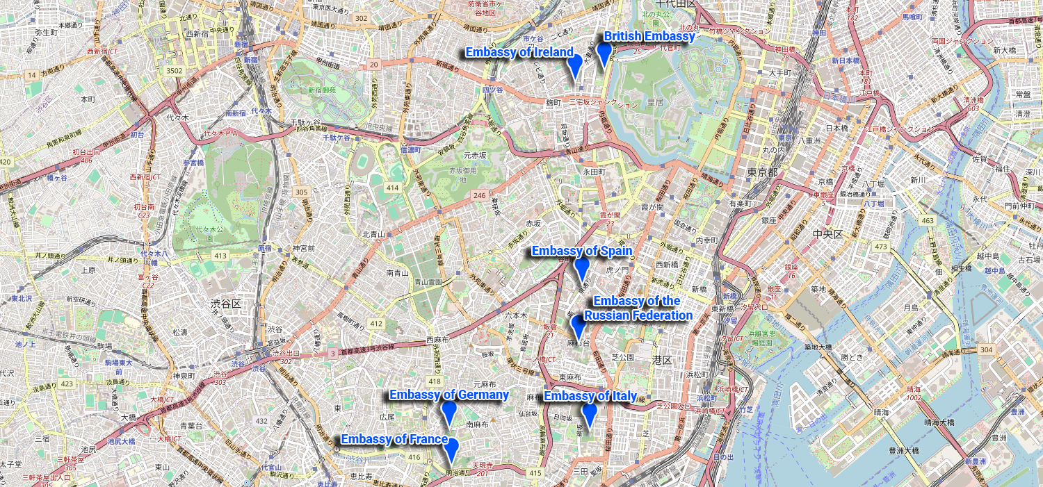 Information on Embassies in Tokyo | Housing Japan